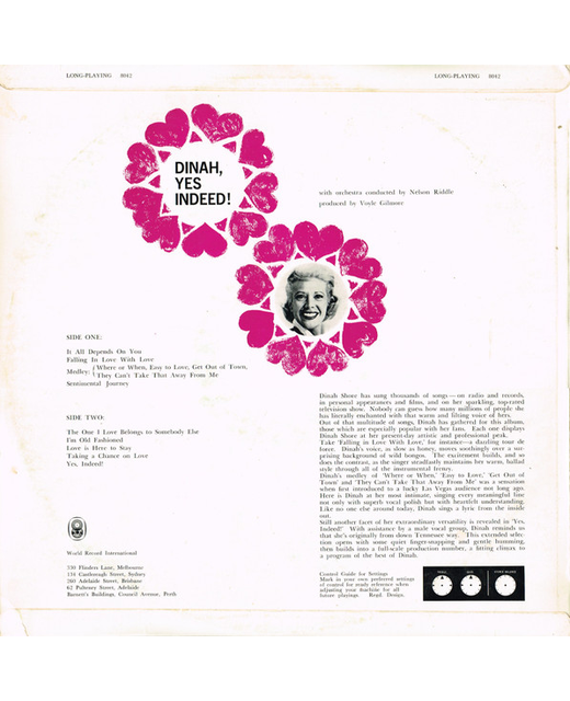 Dinah Shore - Dinah, Yes Indeed! - Tron Records | Vinyl LP - Dinah ...