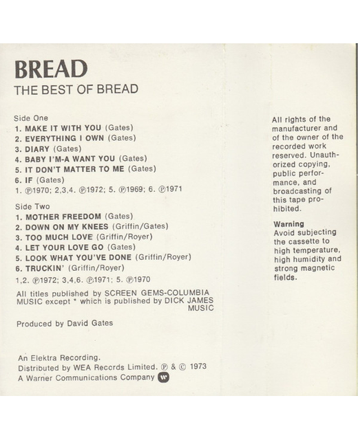 Bread - The Best Of Bread - Tron Records | Cassette - Bread ROCK SOFT ROCK