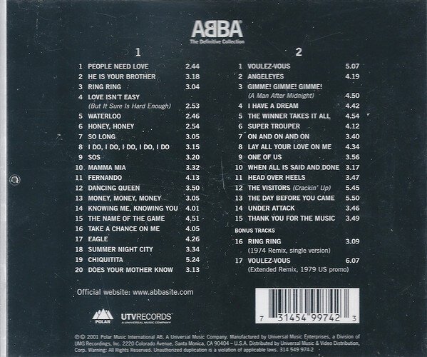 ABBA - The Definitive Collection - Tron Records | CDs - Abba Pop Pop Rock (N.Mint)
