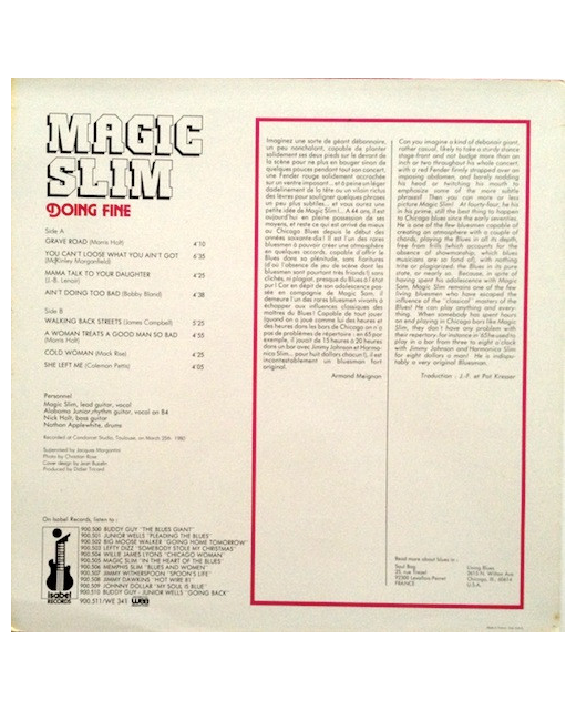 Magic Slim - Doing Fine - Tron Records | Vinyl LP - Magic Slim BLUES ...