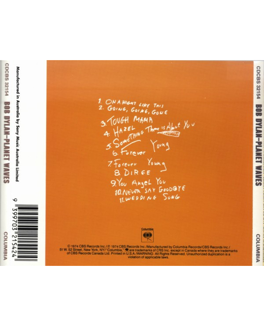 Bob Dylan - Planet Waves (CD) - Tron Records | CDs - Bob Dylan ROCK ...