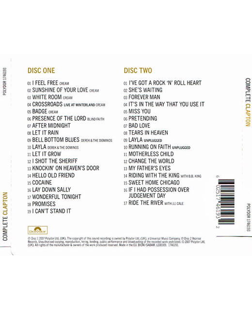 Eric Clapton - Complete Clapton - Tron Records | CDs - Eric Clapton ...
