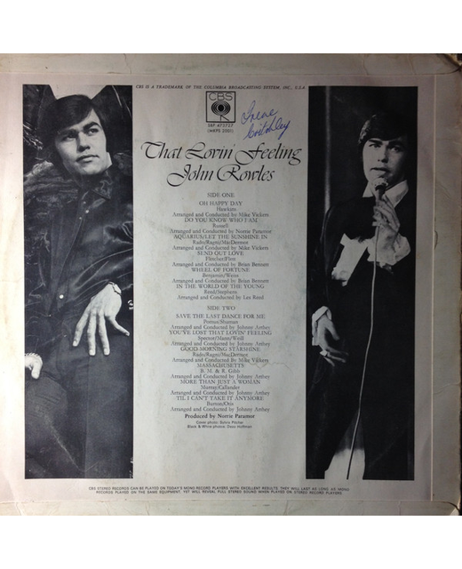 John Rowles - That Lovin' Feeling - Tron Records | Vinyl LP - John ...