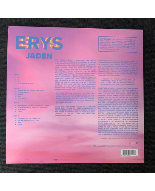 Jaden - ERYS (12") - Collector's Corner : TRON Records | We BUY & SELL ...