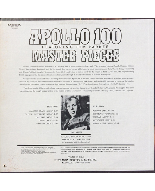 Apollo 100 Featuring Tom Parker - Master Pieces (12") - Tron Records ...