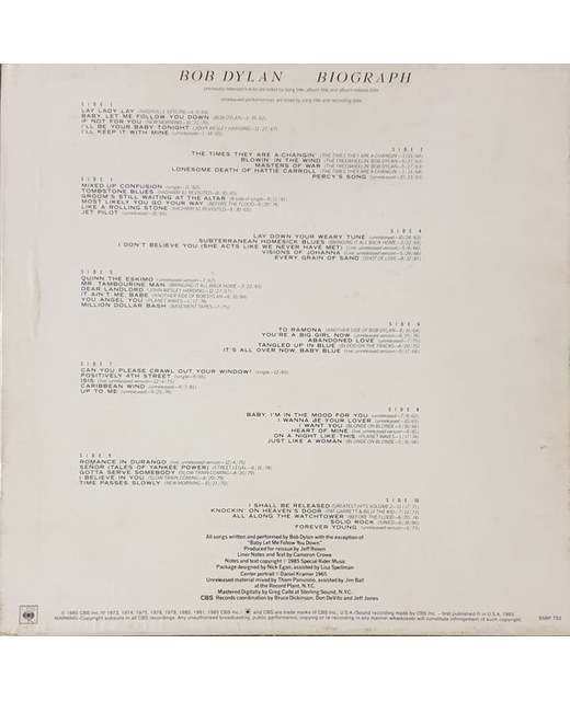 Bob Dylan - Biograph (Box Set) - Tron Records | Vinyl LP - Bob Dylan ...